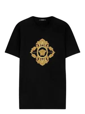 Versace Architectural Baroque-embroidered T-shirt - Black