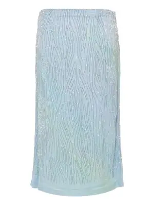 P.a.r.o.s.h Bead-embellished Chiffon Knee-length Skirt - Blue