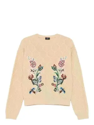 Etro Floral-embroidered Crewneck Sweater - Neutrals