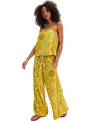 Free People Devella Printed Set Lemon Combo