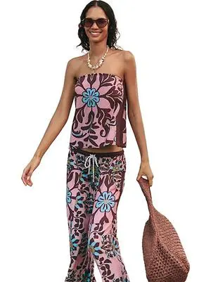 Free People Devella Printed Set Strawberry Milkshake Combo