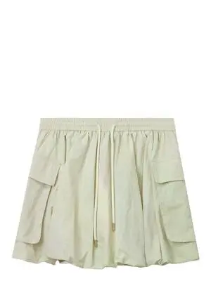 TOUT A COUP Drawstring Pocket Mini Skirt - Neutrals