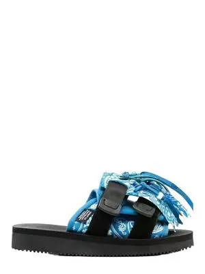 ALANUI X SUICOKE Paisley-print Fringed Sandals - Blue