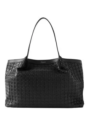 SERAPIAN Secret Large Woven Leather Tote - Black