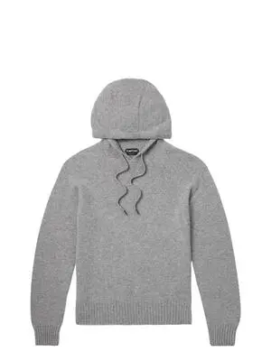 TOM FORD Logo-embroidered Cashmere Hoodie - Gray