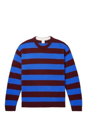 Paul Smith Striped Wool And Cotton-blend Sweater - Blue