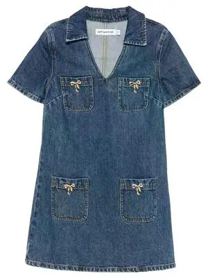 SELF-PORTRAIT Denim Mini Dress - Blue