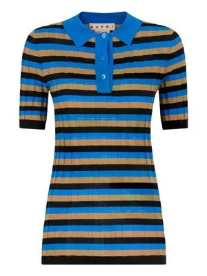 Marni Striped Polo Top - Blue