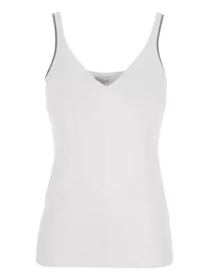 Brunello Cucinelli V-neck Tank Top - White