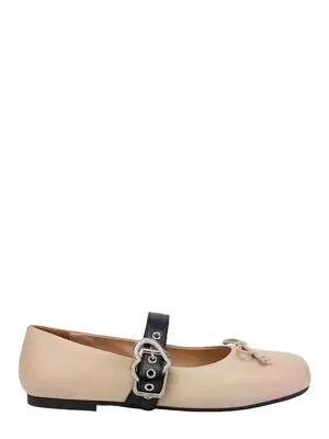 Moschino Leather Ballerina Shoes - Neutrals