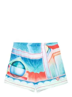 Casablanca Graphic-print Swim Shorts - Blue