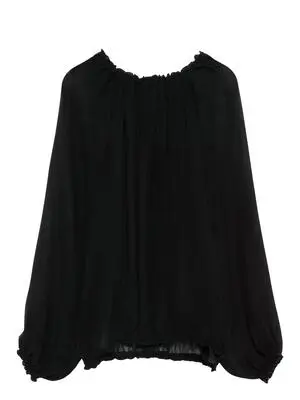 BLANCA VITA Ruffle-trim Blouse - Black