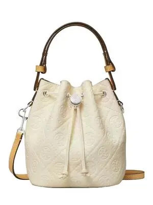 Tory Burch Mini T Monogram Bucket Bag - White