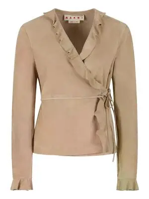 Marni Ruffled Wrap Jacket - Neutrals