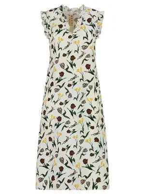 Marni Floral-print Ruffled Midi Dress - White