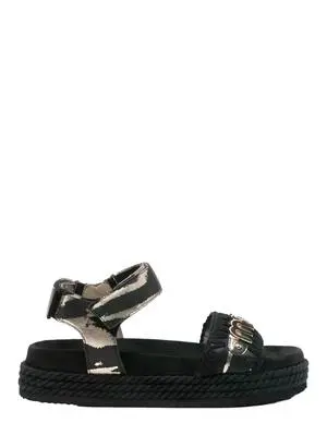 Mou Logo-plaque Suede Sandals - Black