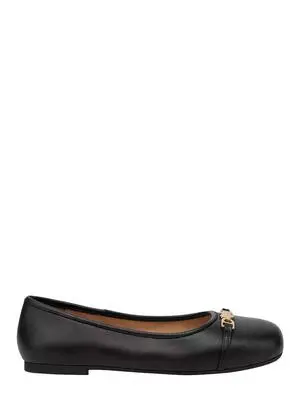 Moschino Heart-plaque Ballerina Shoes - Black