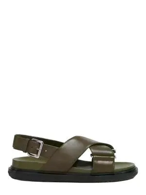 Marni Cross-strap Flat Sandals - Green