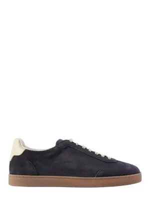 Brunello Cucinelli Leather-trimmed Suede Sneakers - Blue