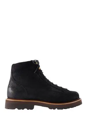 Brunello Cucinelli Waxed-suede Hiking Boots - Black