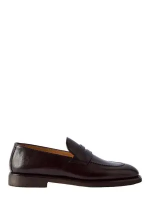 Brunello Cucinelli Leather Penny Loafers - Burgundy