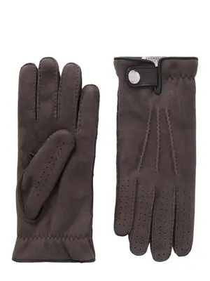 Brunello Cucinelli Leather-trimmed Suede Gloves - Brown