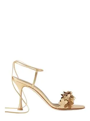 Manolo Blahnik Anista 90 Appliquéd Metallic Leather Sandals - Gold