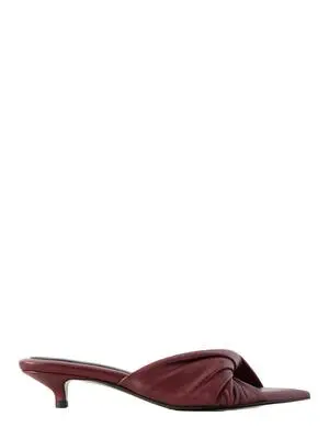 Carven Knotted Leather Mules - Burgundy