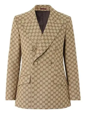 Gucci Double-breasted Canvas-jacquard Blazer - Neutrals
