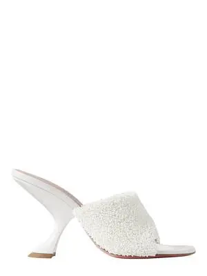 Amina Muaddi Taylor Raffia Mules - White