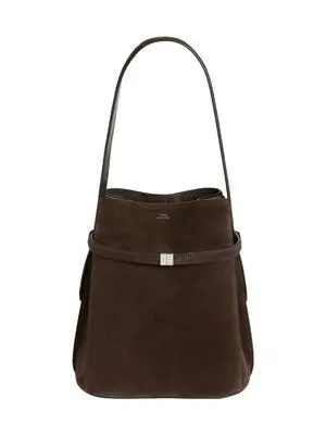 TOTEME Belted Suede Bucket Bag - Brown