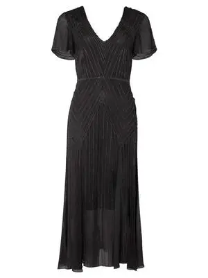TEMPERLEY LONDON Beaded V-neck Midi Dress - Black