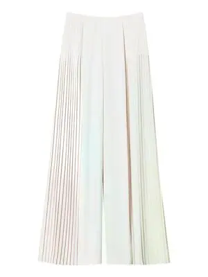 TWINSET Pleated Georgette Palazzo Pants - Neutrals