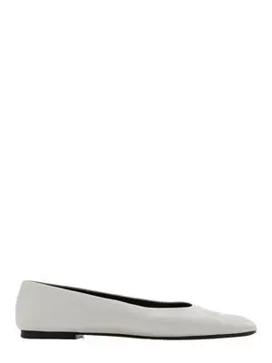 THE ROW Square Leather Ballerinas White