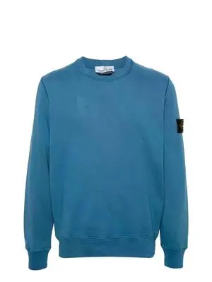 Stone Island Cotton Sweatshirt With Compass Badge Blue