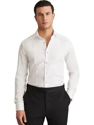 REISS Marcel Regular Fit Cotton Double-cuff Dinner Shirt - White