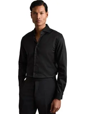 REISS Storm Slim Fit Cotton Double-cuff Shirt - Black