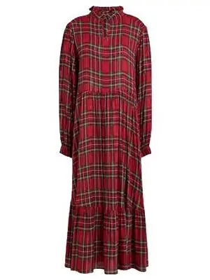 SHIRTAPORTER Midi Flared Tartan Dress - Red