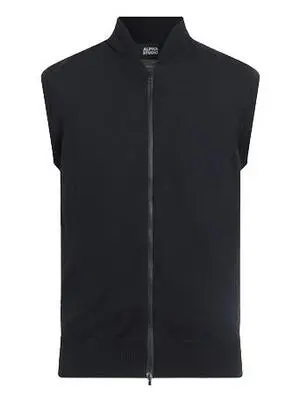 Alpha Studio ALPHA STUDIO Merino Wool Sleeveless Zip-Up Cardigan Navy