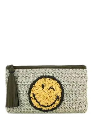 ANYA HINDMARCH Crochet Smiley-logo Clutch - Neutrals