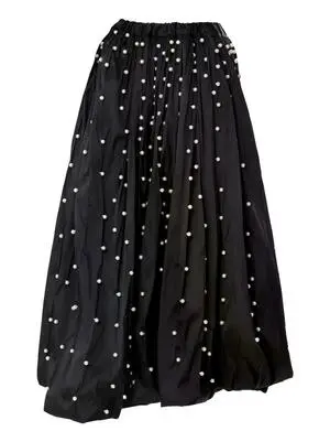 OLYMPIAH Pearl-embellished Maxi Skirt - Black