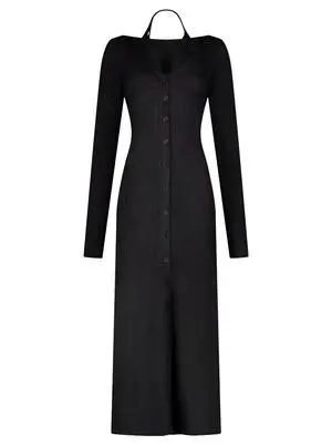 VAILLANT Ribbed Button-Down Maxi Dress