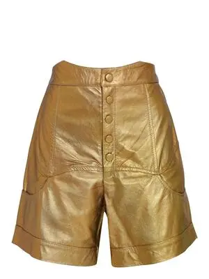 OLYMPIAH Metallic-effect High-waisted Shorts - Gold