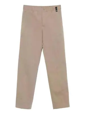 Fendi Ff Logo-plaque Stretch-cotton Pants - Neutrals