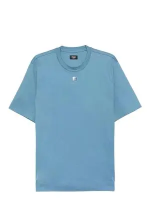 Fendi Ff Logo-plaque Cotton T-shirt - Blue