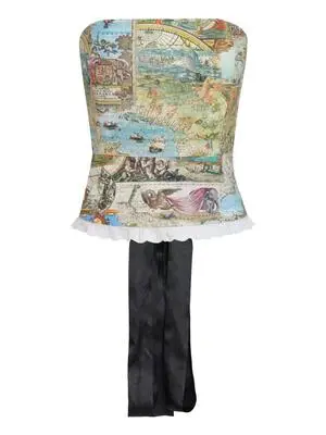 OLYMPIAH Map-print Corset Top - Neutrals