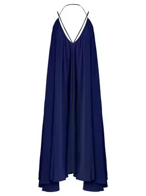 OLYMPIAH Pleated Halter-neck Midi Dress - Blue