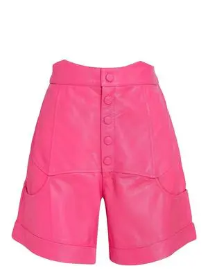 OLYMPIAH High-waisted Leather Shorts - Pink