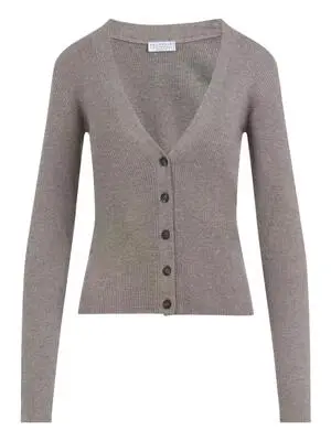 BRUNELLO CUCINELLI Ribbed Button-Front Cardigan