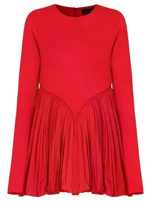 OLYMPIAH Pleated Balloon Mini Dress - Red